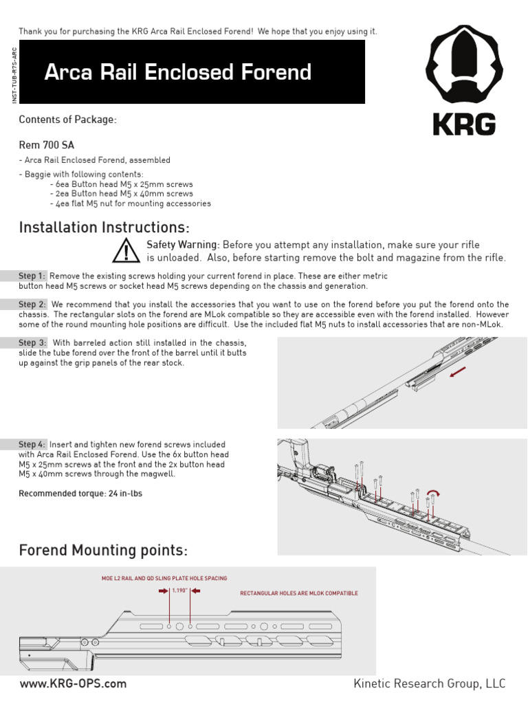 Arca Rail Enclosed Forend SA Installation Instructions | PDF ...