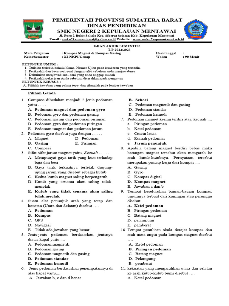 Ujian Kompas Magnet dan Gasing XI-NKPI | PDF