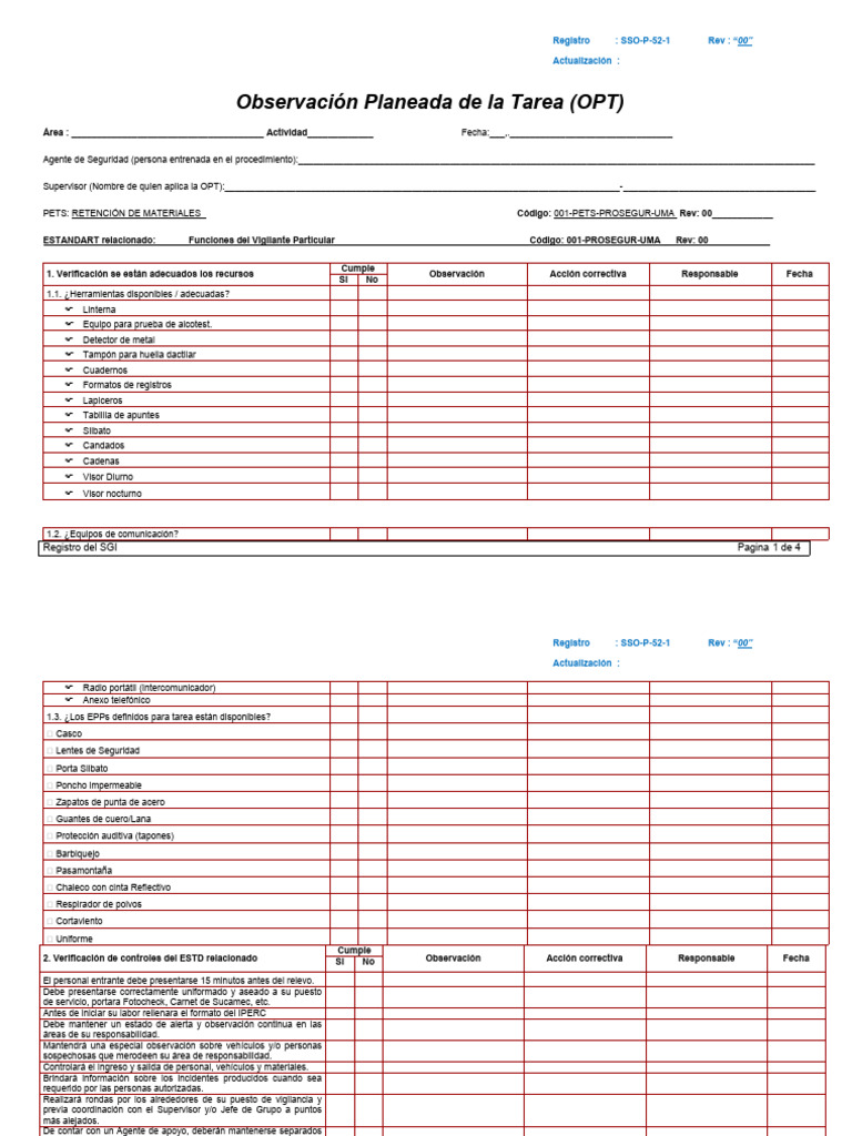 04 FORMATO DE OPT- RETENCIÓN DE MATERIALES | PDF
