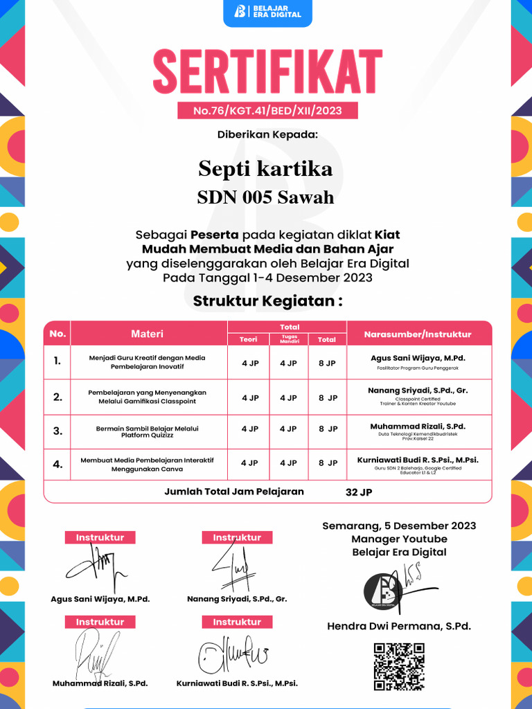 Sertifikat - Septi Kartika | PDF