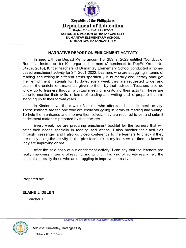 Narrative and Photo Documentation | PDF | Literacy | Writing