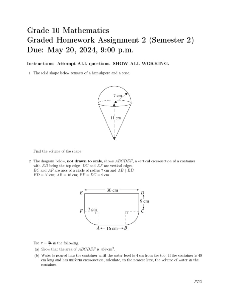 Graded Homework Assignment 2 (Semester 2) | PDF | Area | Euclidean Geometry
