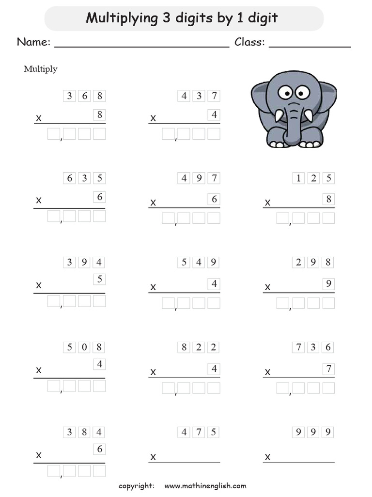 Multiplying3digitsby1digit (I) | PDF