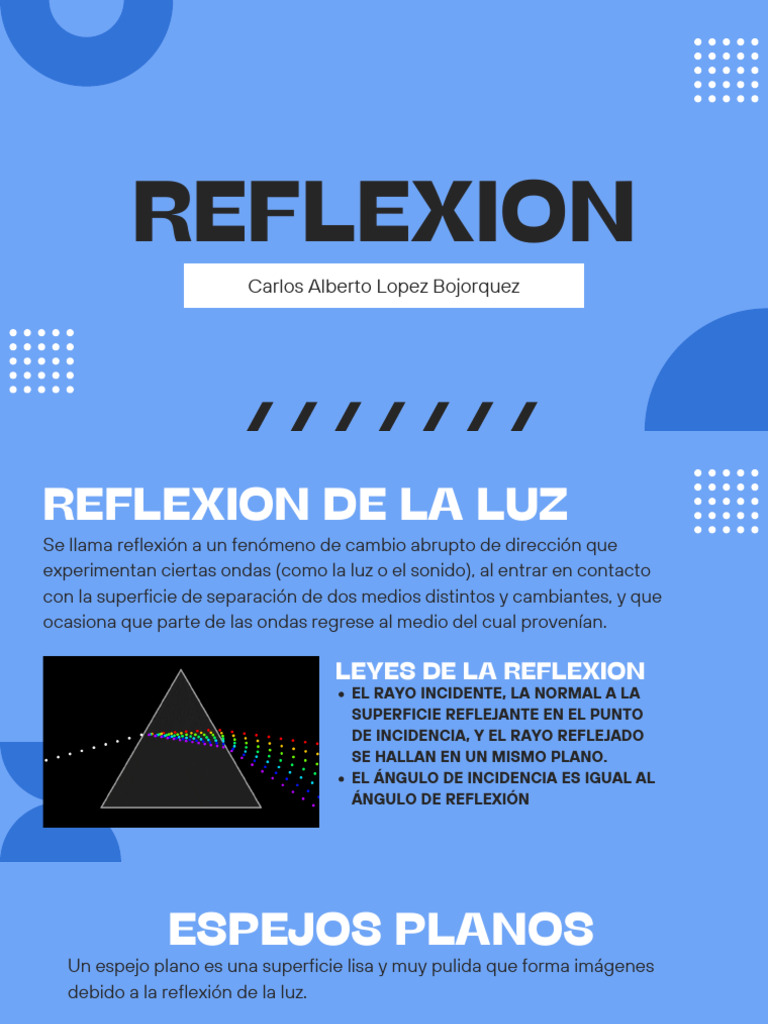Presentacion de Reflexion | PDF | Espejo | Reflexión (Física)