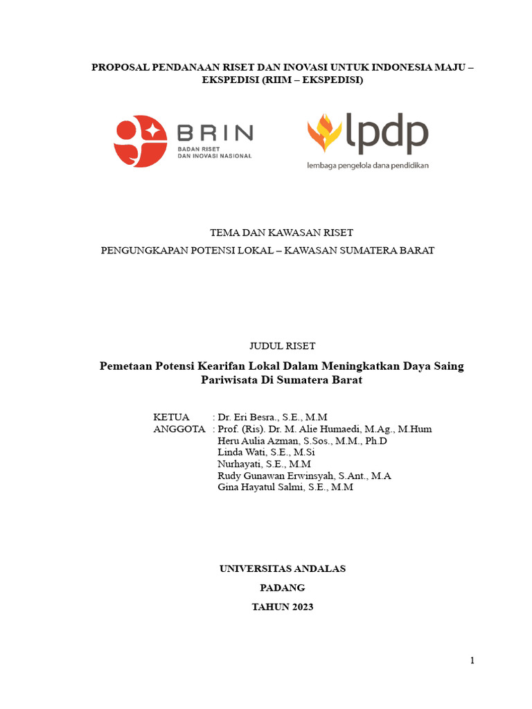 Proposal Pendanaan Riim 2023-1 | PDF