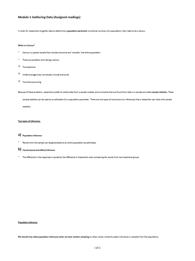 Module 1 - Section 3 - Data Collection | Download Free PDF | Sampling (Statistics) | Survey ...