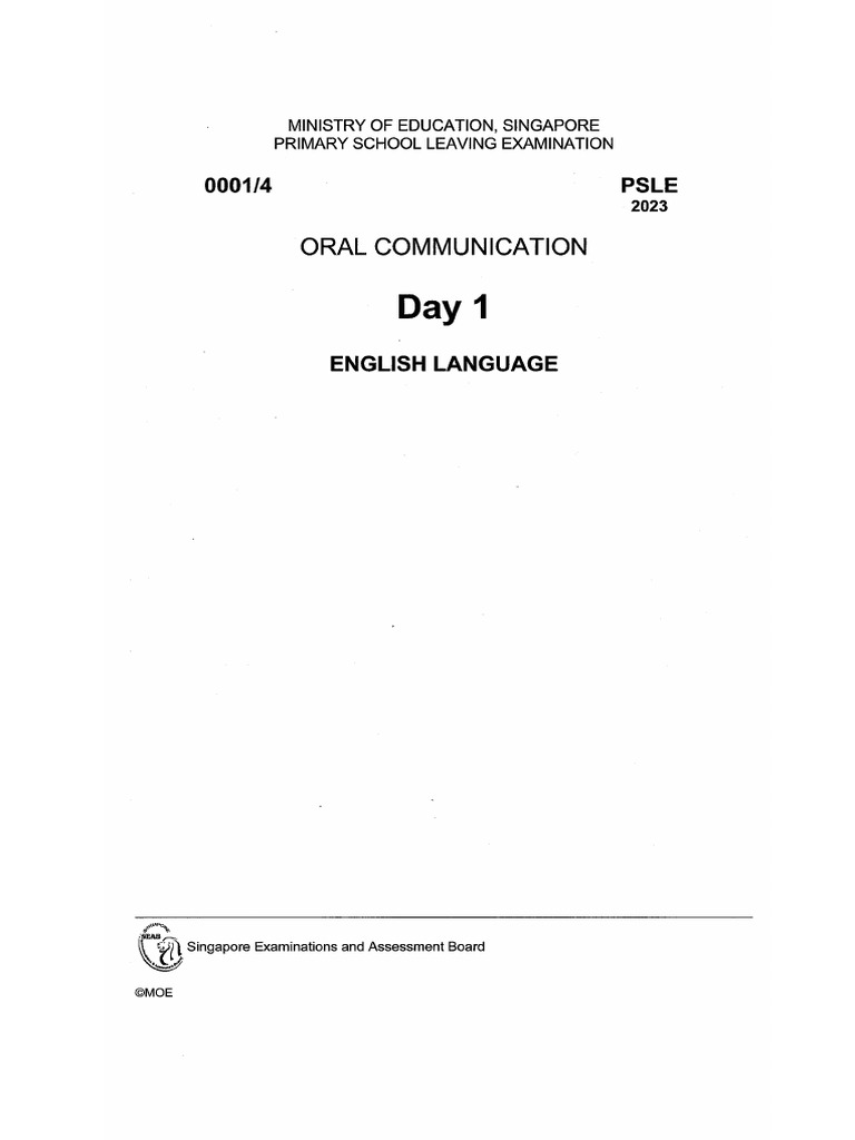 2023 PSLE English Language - Oral Paper 1 | PDF