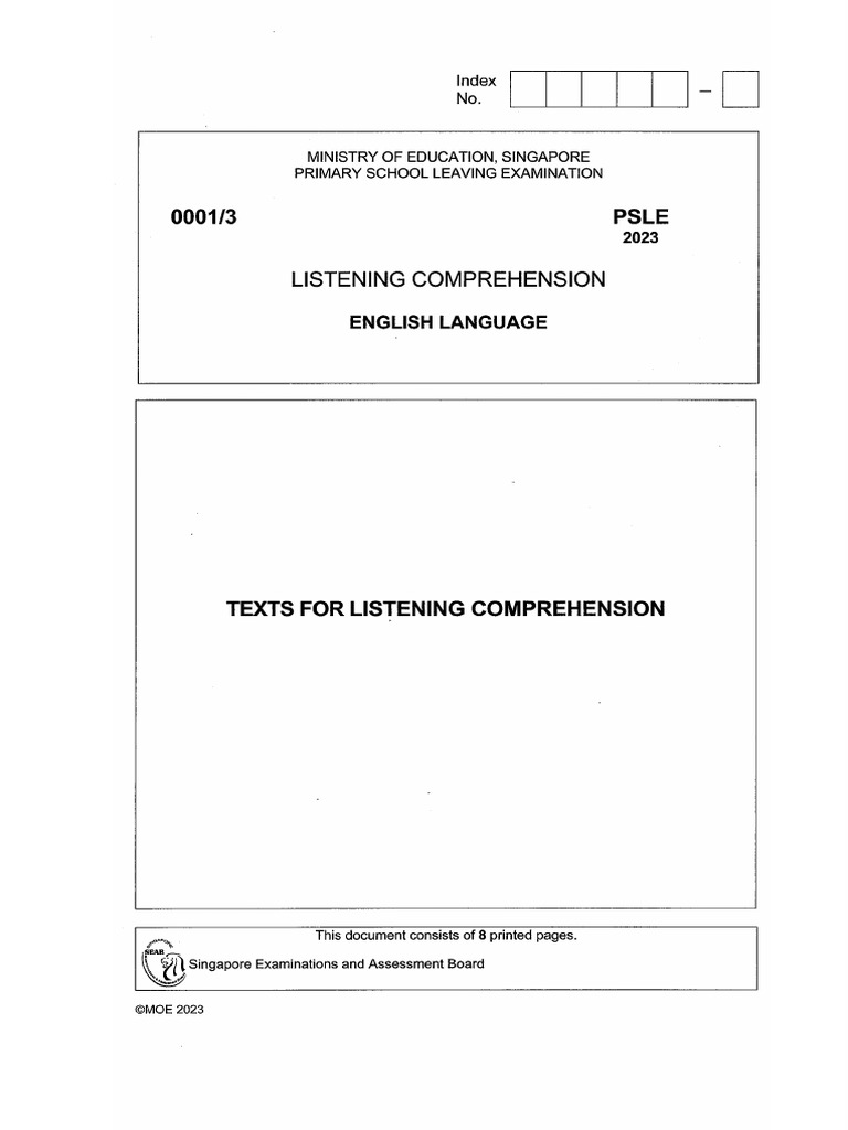 2023 PSLE English Language - Listening Comprehension | PDF