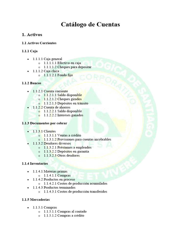 Catálogo de Cuentas | PDF | Bancos | Sector privado