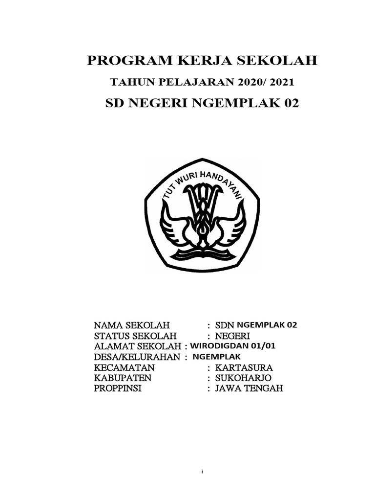 PROGRAM KERJA SEKOLAH 2020 Cover | PDF