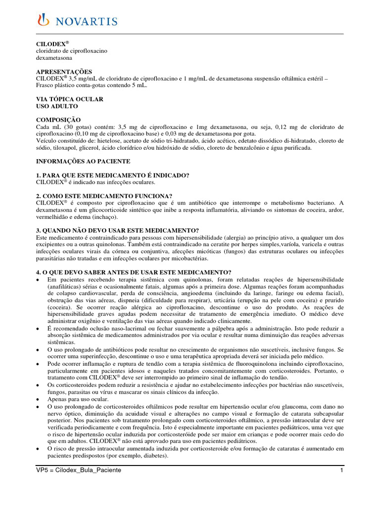 Cilodex 5 0ml Novartis Colirio | PDF | Gravidez | Lentes de contato