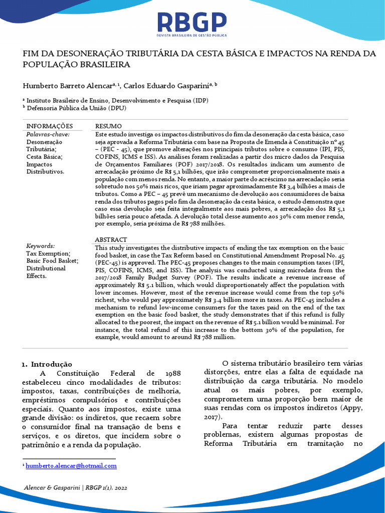 Impactos Fiscais na Cesta Básica | PDF | Impostos | Economia