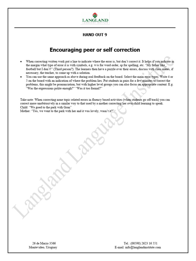 Hand Out 9 - Peer Correction | PDF