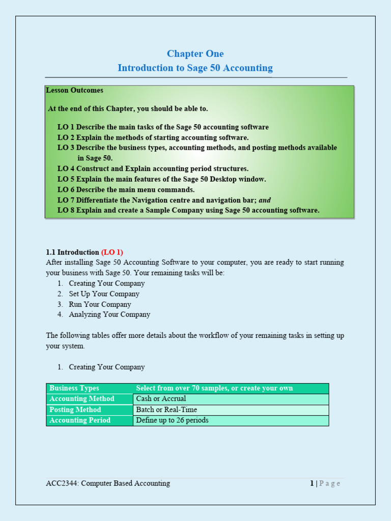 Chapter One-Introduction To Sage 50 Accounting | PDF | Corporations ...
