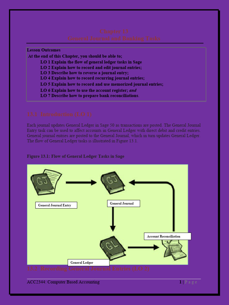 Sage General Journal & Banking Tasks Guide | PDF | Debits And Credits ...