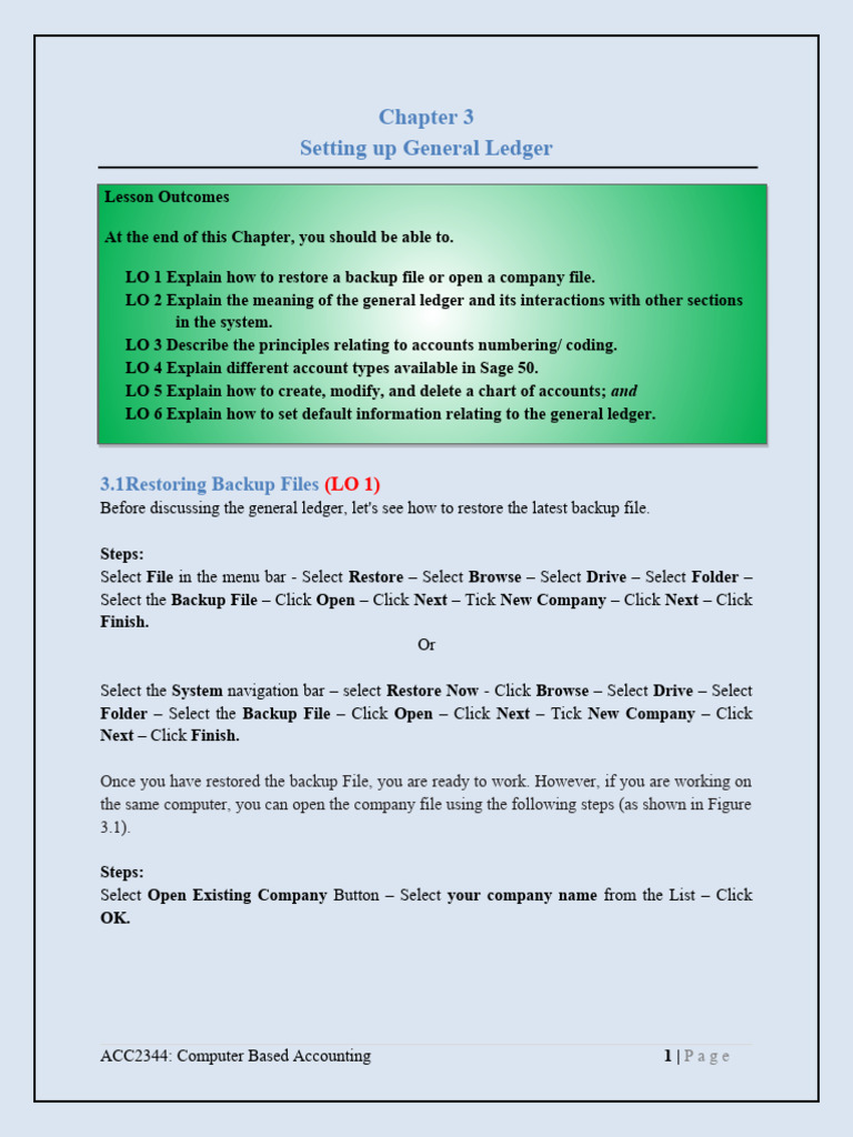 Chapter Three-Setting Up General Ledger | PDF | Debits And Credits | Equity (Finance)