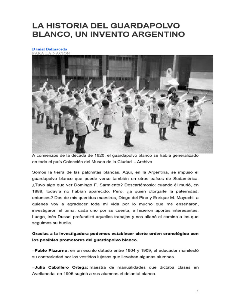 Historia Del Guardapolvo Blanco | PDF | Escuelas
