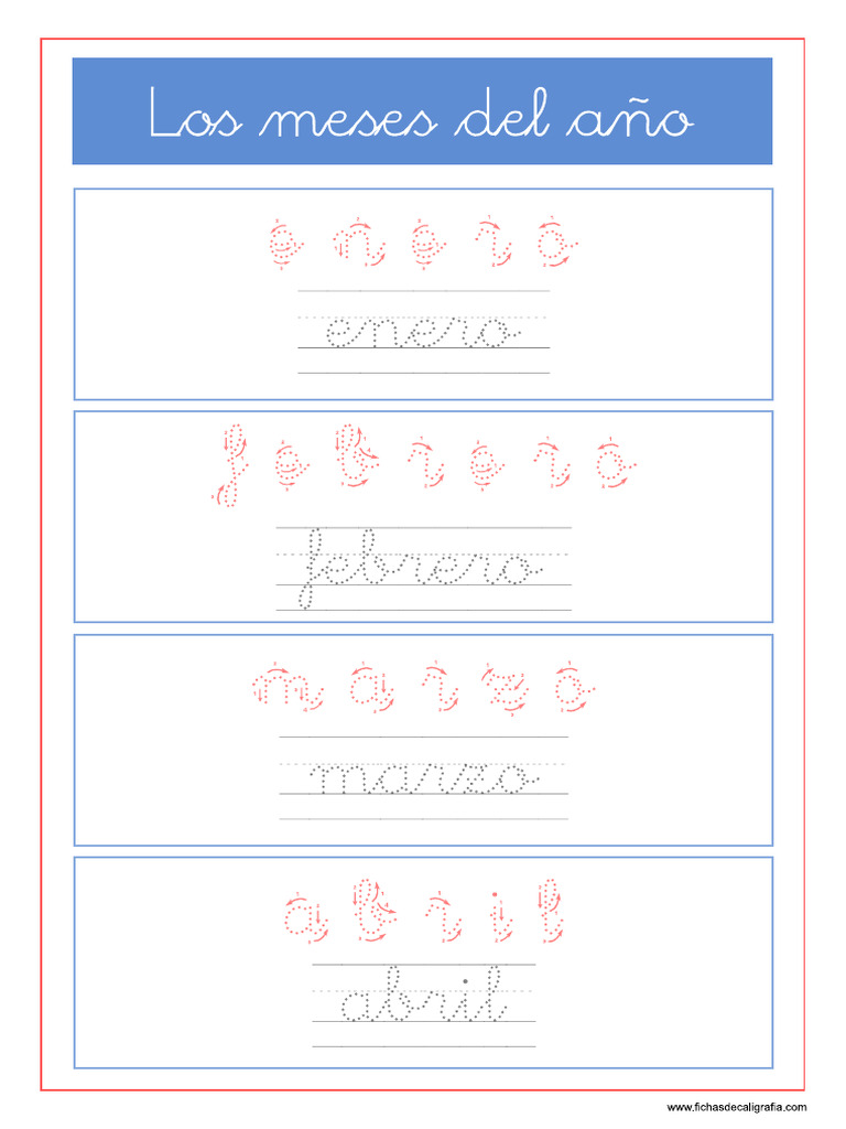 Ficha Lectoescritura Meses Año | PDF