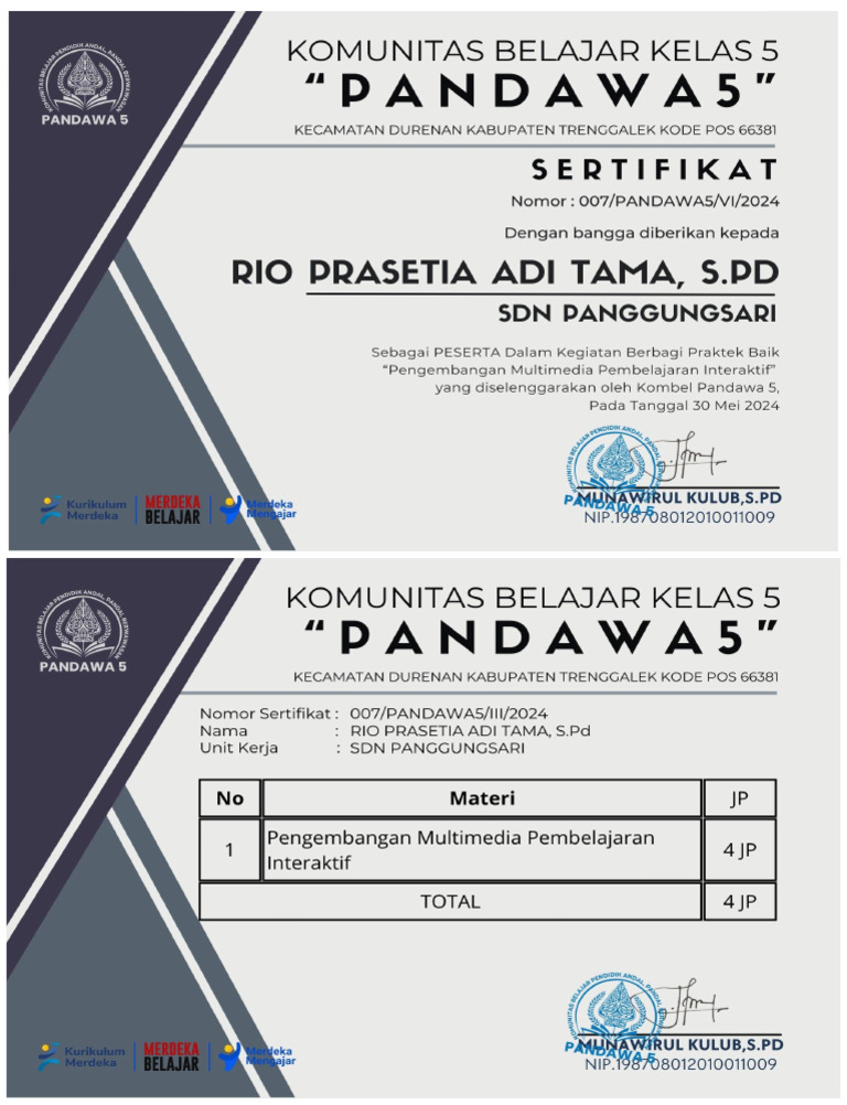 Sertifikat Kombel - Rio Prasetia Adi Tama - 4 | PDF