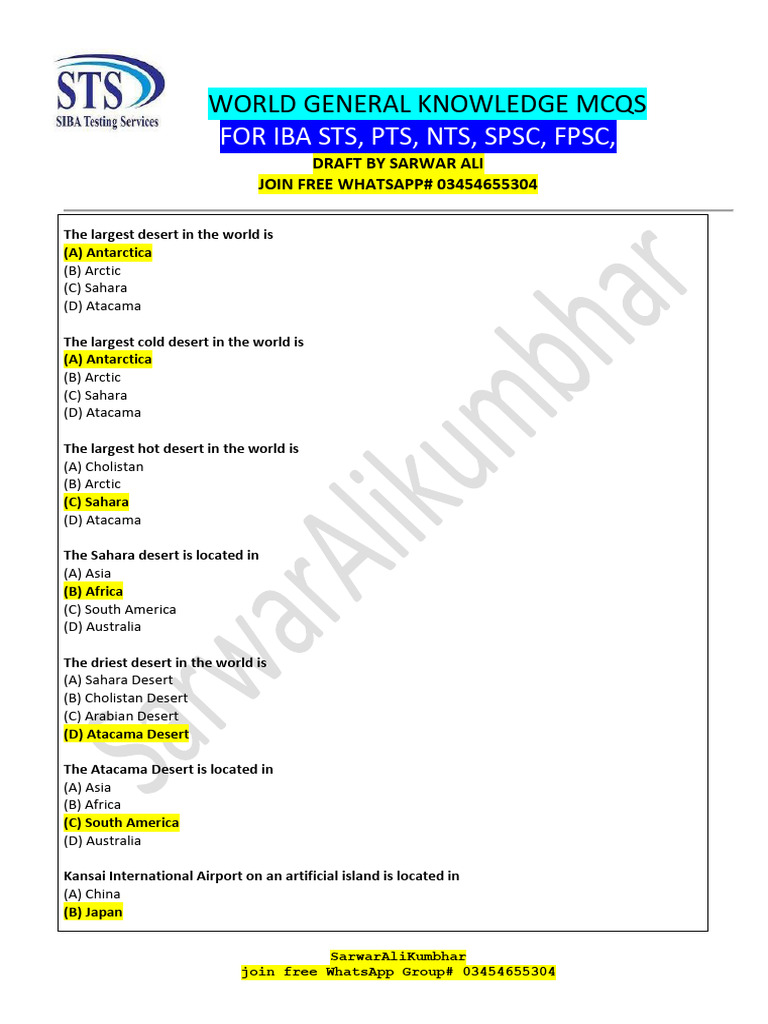 Most Rpeated World General Knowledge Mcqs for All Exam | PDF | Olympic ...