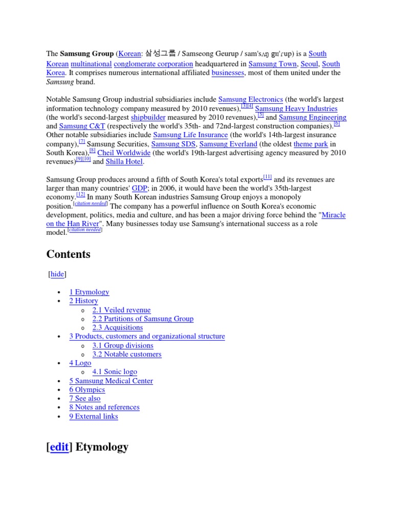 Samsung Group: Global Conglomerate Overview | PDF | Samsung ...