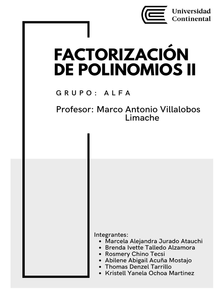 Entregable Grupo Alfa Sem 7 | PDF | Factorización | Álgebra