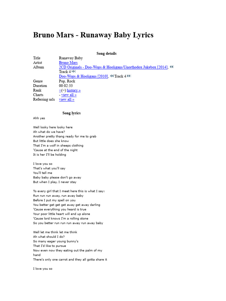 Runaway Baby | PDF | Songs | American Music