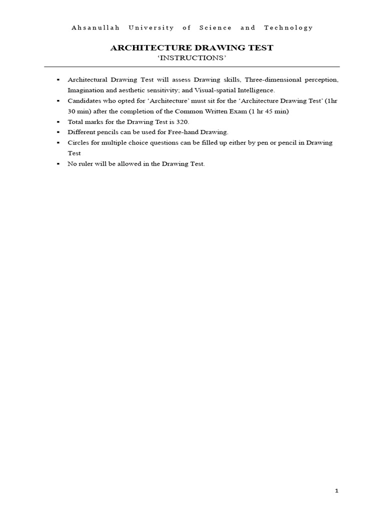 Instructions & Sample Question_Architecture Dwawing Test | PDF ...