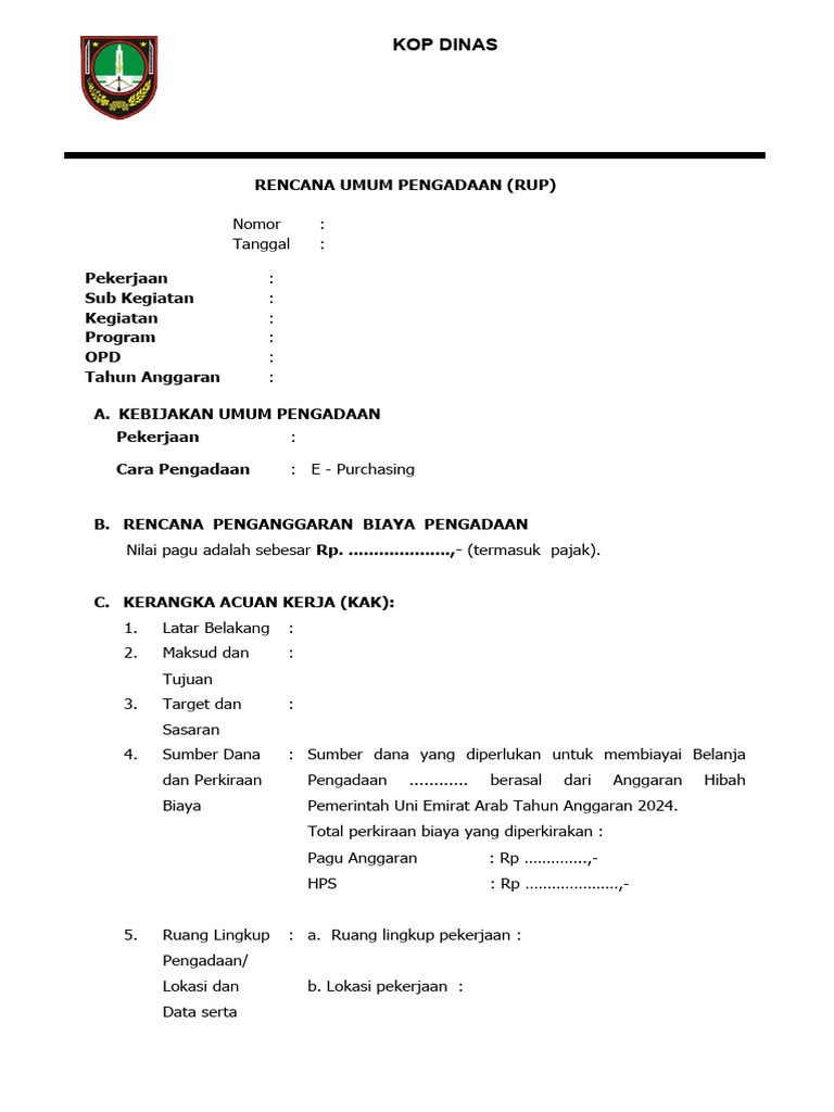 Contoh Kak Purchasing | PDF