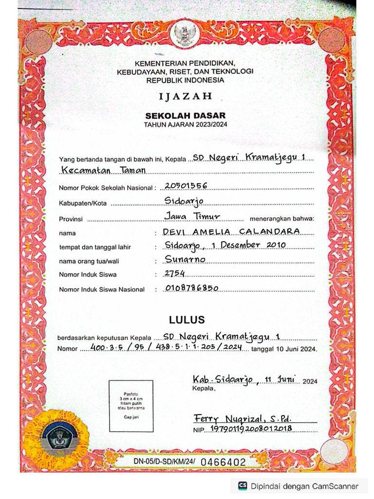 Contoh Penulisan Ijazah Kurmer | PDF