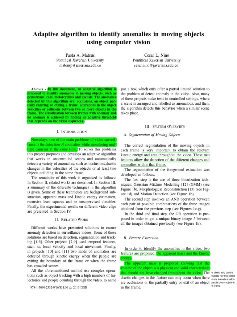 Adaptive Algorithm To Identify Anomalies In Moving Objects Using Computer Vision Pdf Image