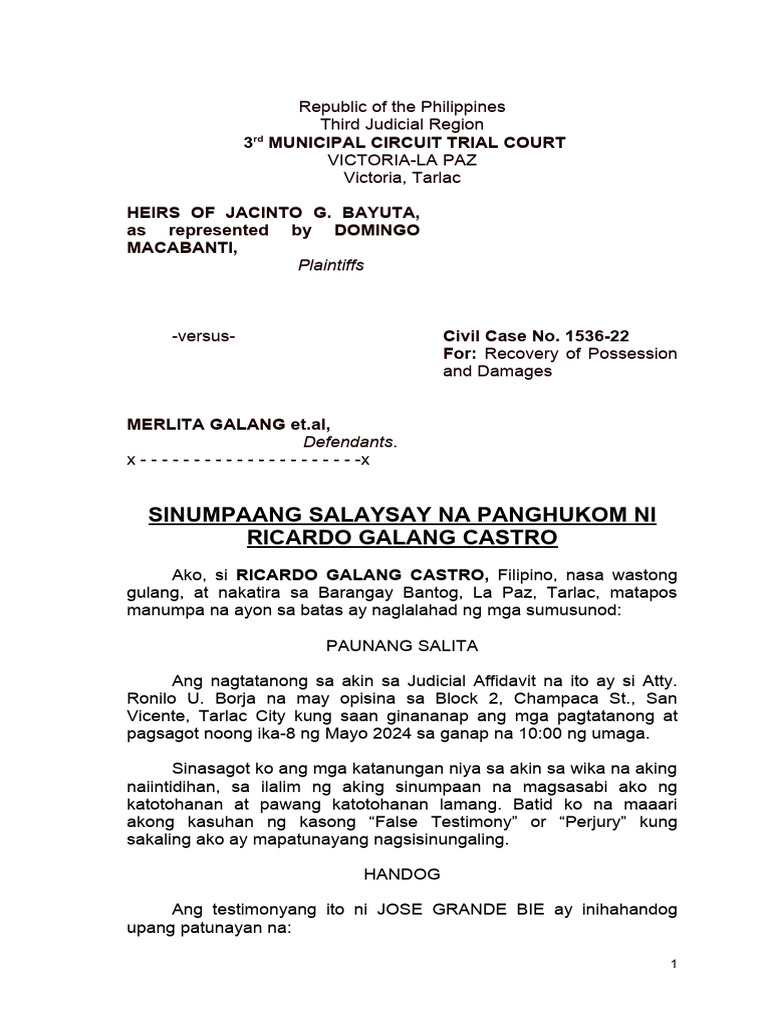 JA-Tagalog-Ricardo Galang Castro | PDF