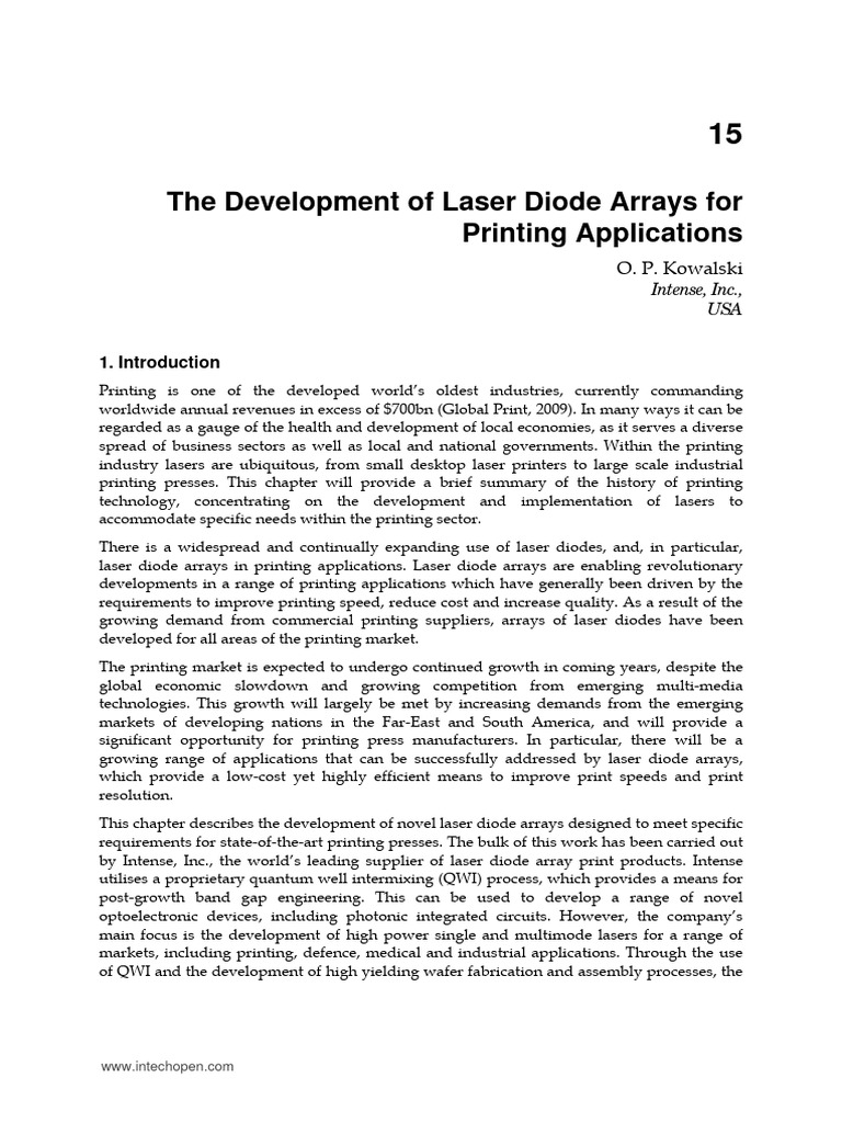 The Development of Laser Diode Arrays For Printing Applications | PDF | Laser | Laser Diode
