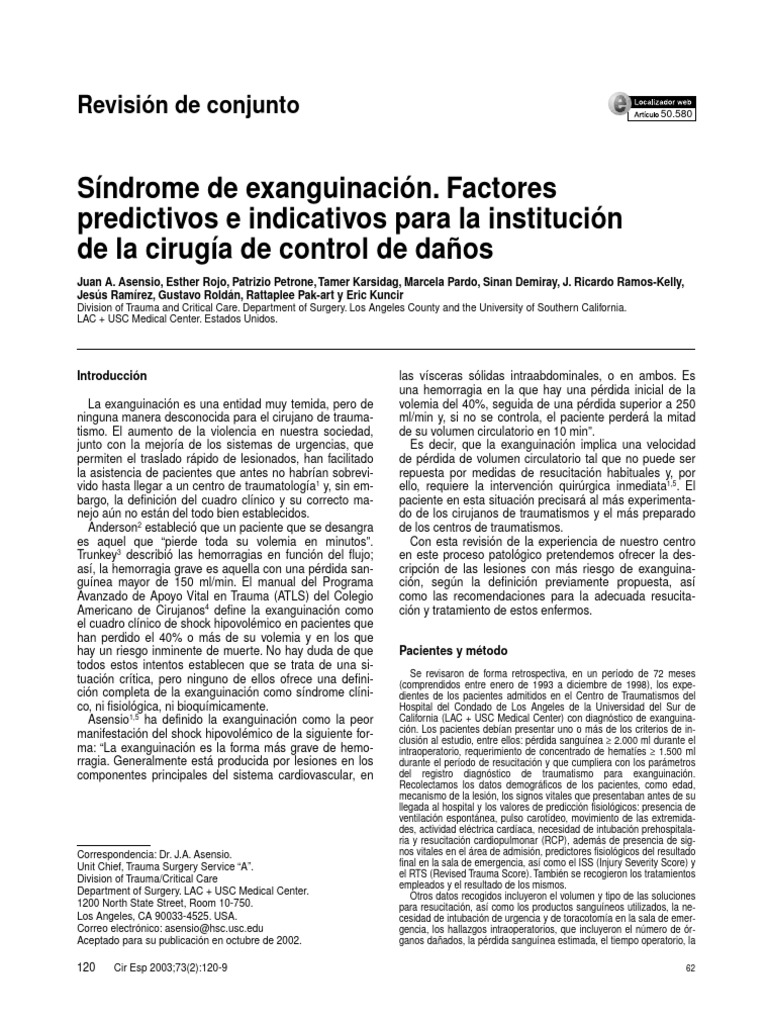 Definición y manejo de exanguinación | PDF | Reanimación cardiopulmonar ...