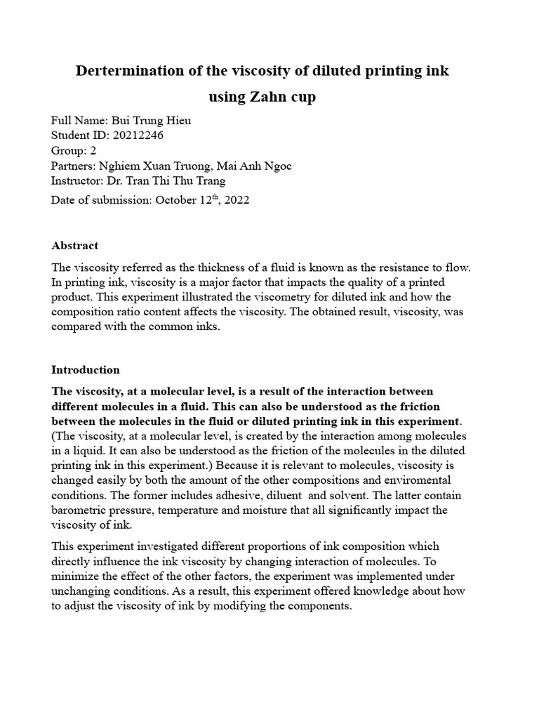 outline | PDF | Viscosity | Printing