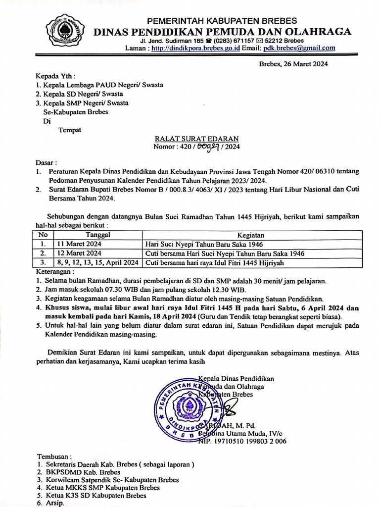 Ralat Surat Edaran | PDF