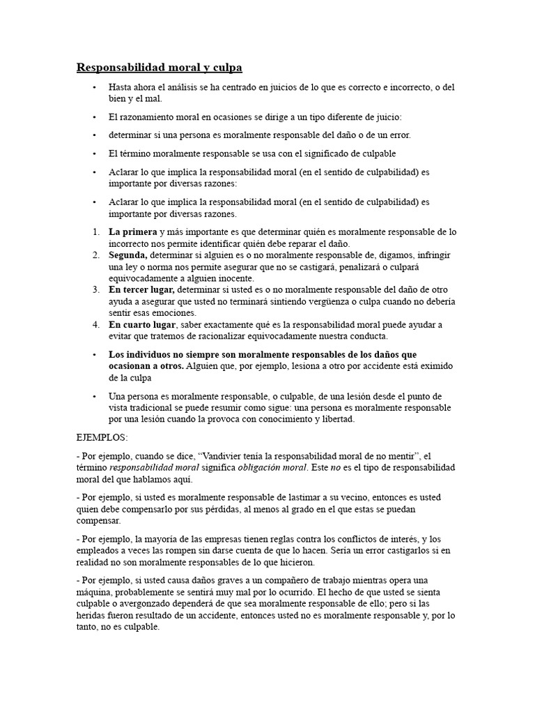 Responsabilidad Moral y Culpa | PDF | Culpa (emoción) | Moralidad