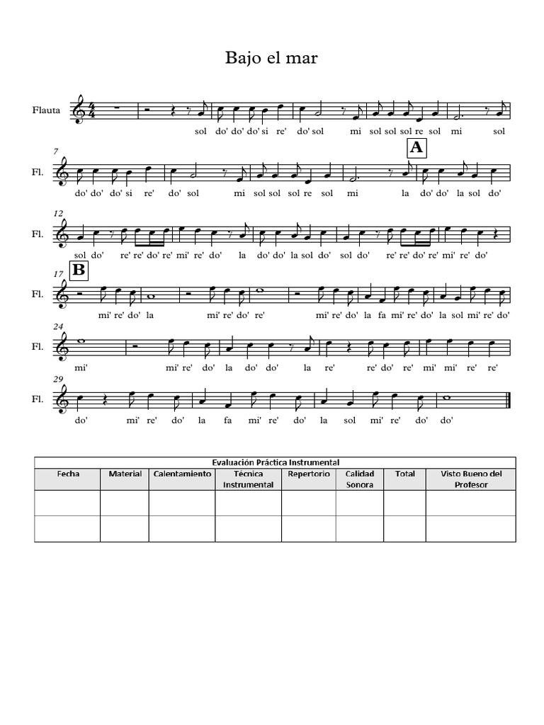 Bajo El Mar - Partitura Completa | PDF