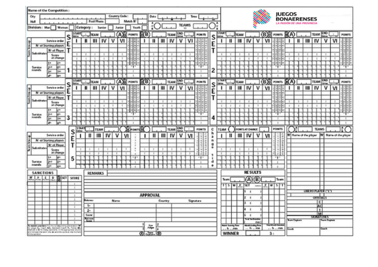 Planilla De Juego Voleibol Pdf