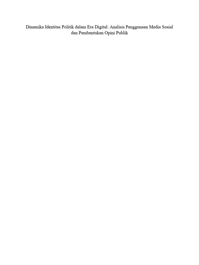 Dinamika Identitas Politik dalam Era Digital | PDF Dinamika Identitas Politik dalam Era Digital | PDF