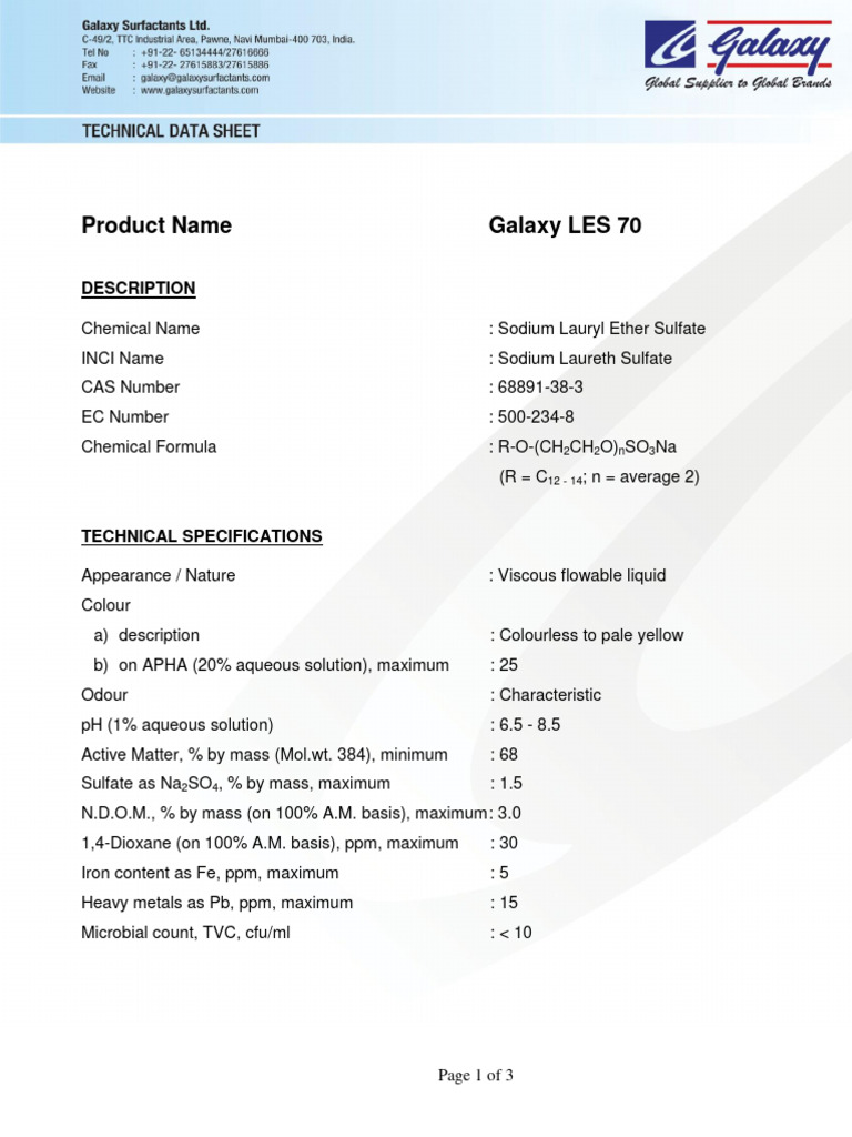 Galaxy LES 70 | Download Free PDF | Chemistry | Chemical Substances