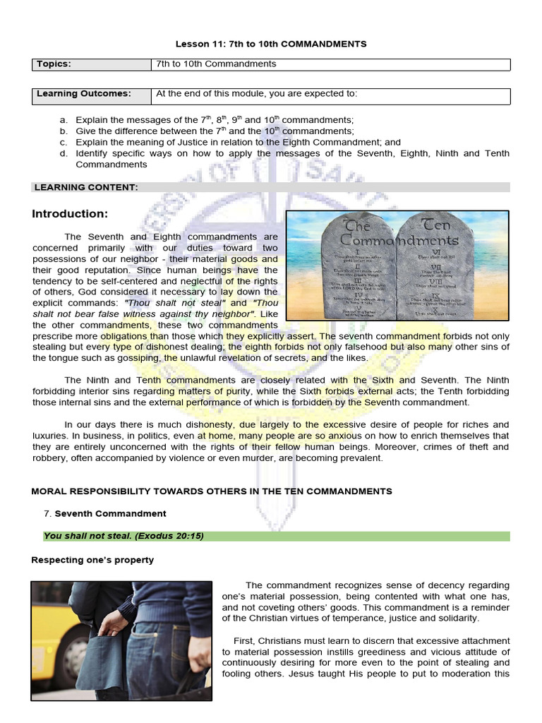 Cfed 1023 Lesson 10 Module | PDF | Ten Commandments | Envy