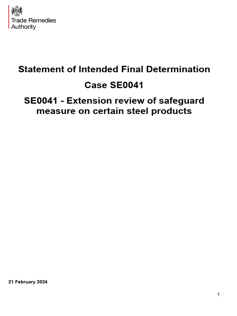 SE0041 Statement of Intended Final Determination - 20240221111054 | PDF ...