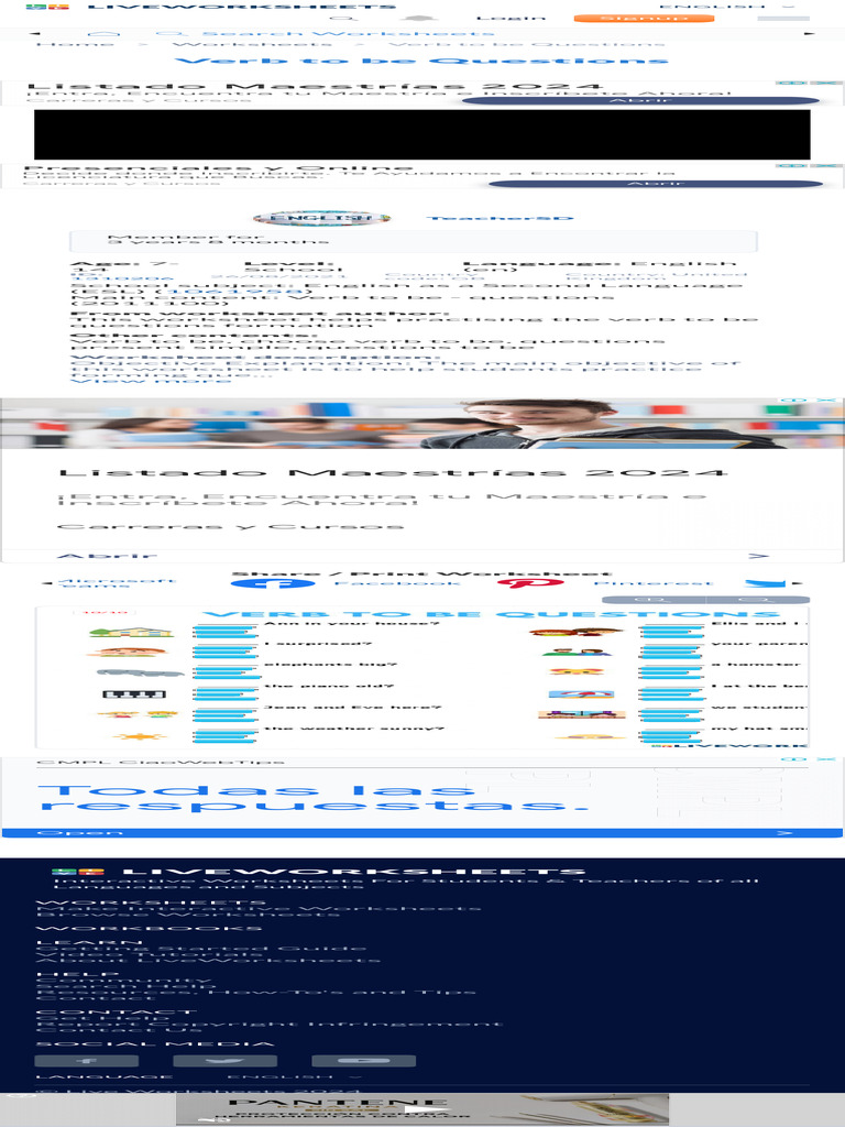 Verb to Be Questions Activity for School Live Worksheets | PDF