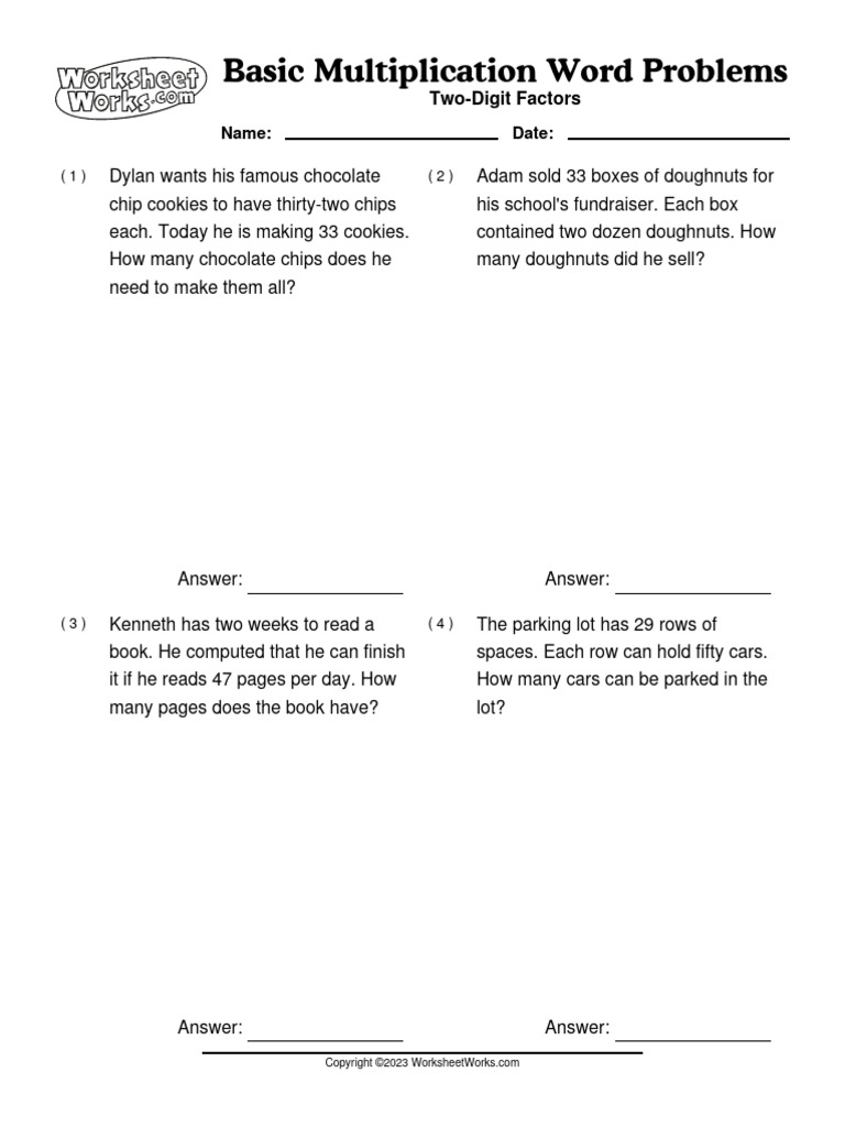 WorksheetWorks Basic Multiplication Word Problems 1 | Download Free PDF ...
