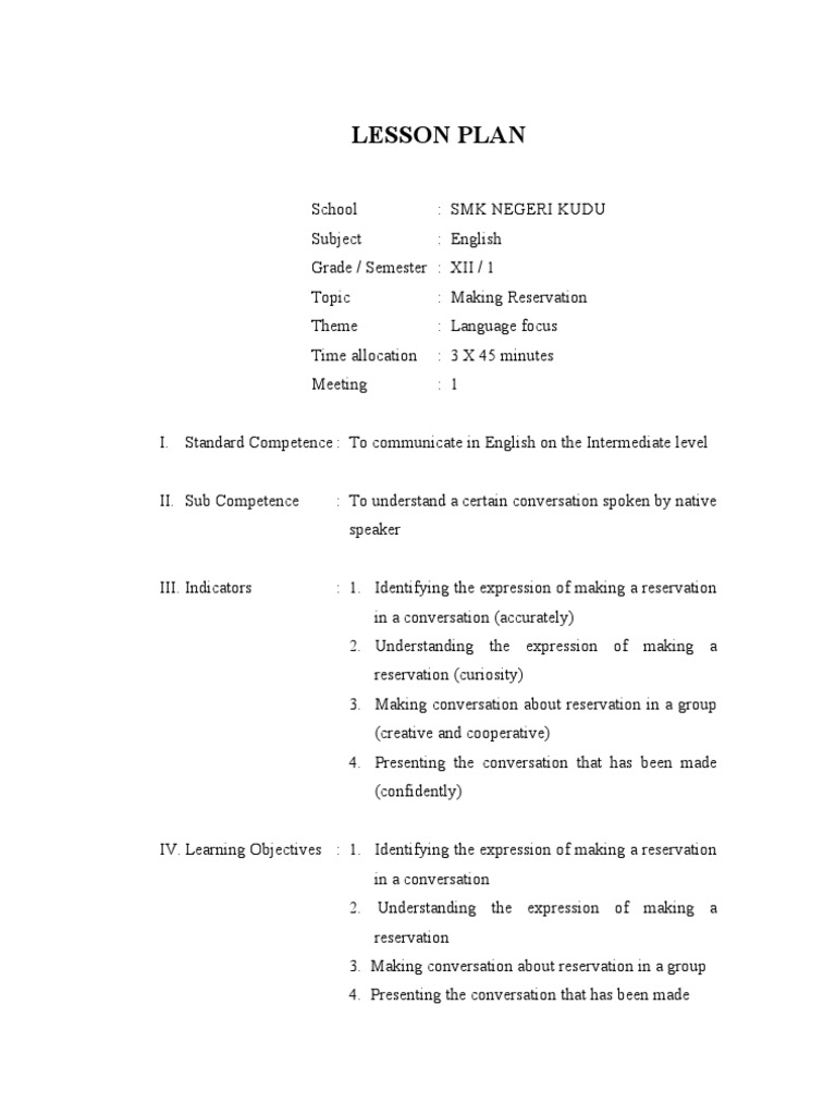 Lesson Plan 1 | PDF | Conversation | Lesson Plan