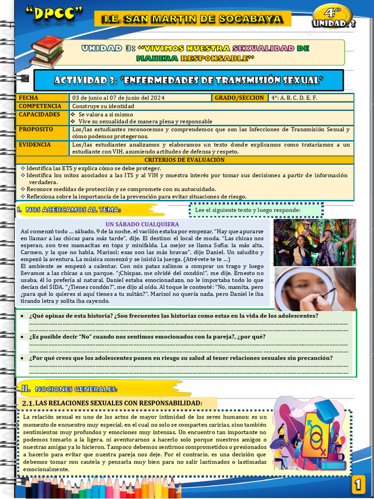 Actv-03 - Unid-3 - DPCC - 4° - 2024 | PDF | Infección transmitida sexualmente | VIH / SIDA
