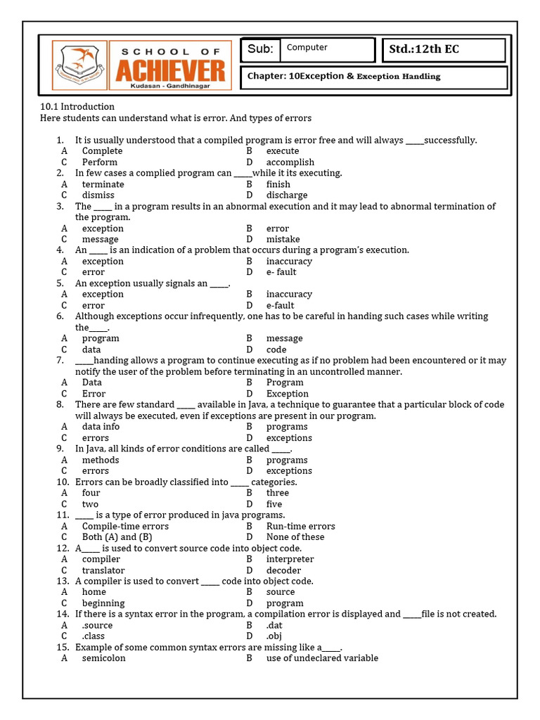 Java Exception Handling Guide | PDF | Computer Program | Programming