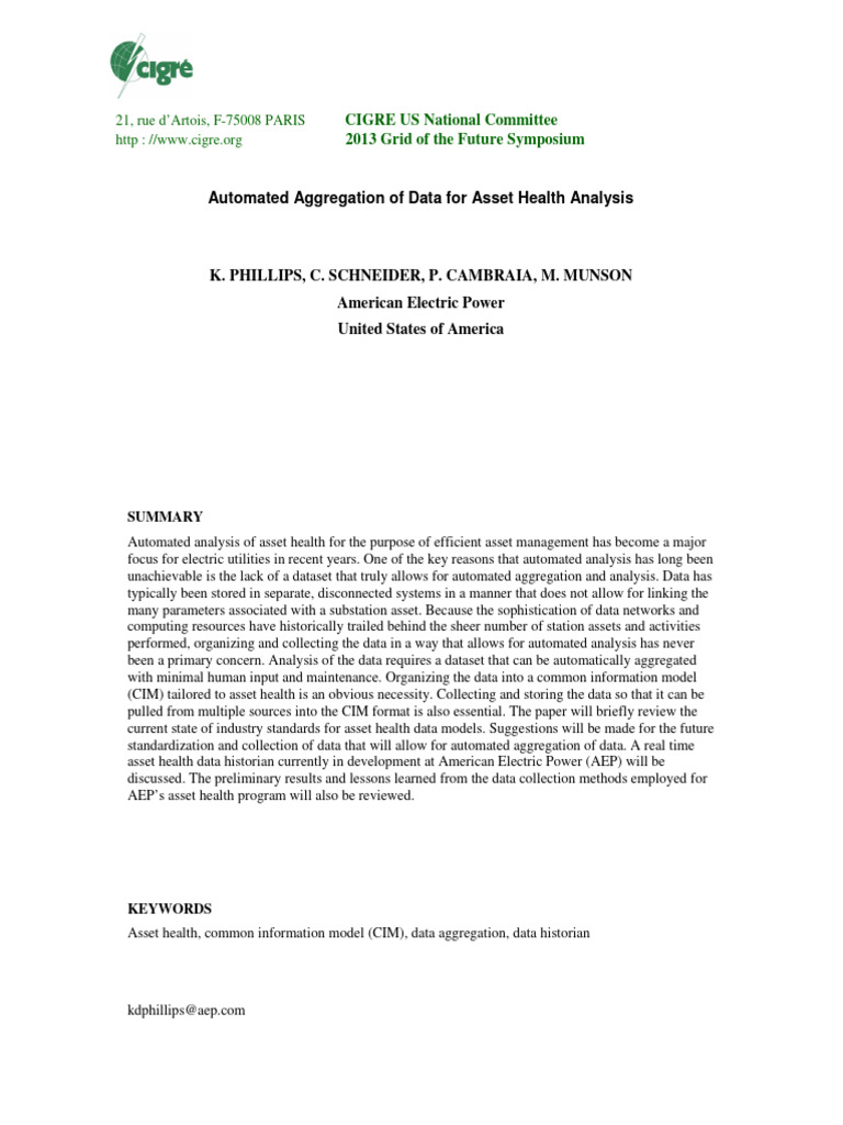 Phillips - Automated Aggregation of Data For Asset Health Analysis ... Phillips - Automated Aggregation of Data For Asset Health Analysis ...