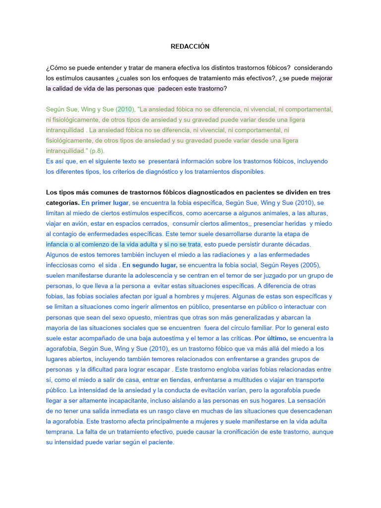 Redaccion Final | Descargar gratis PDF | Fobia | Desorden de ansiedad social